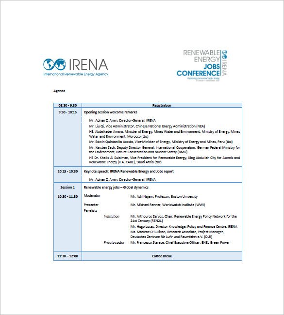 9+ Conference Agenda Templates - Sample, Example, Format Download!