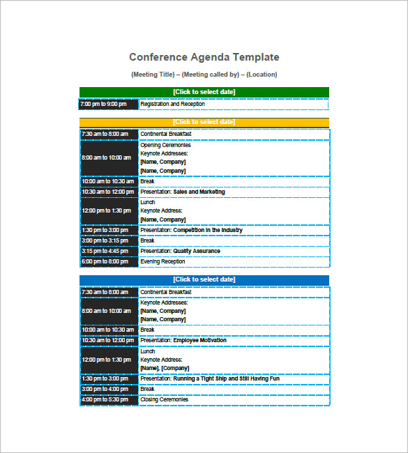 Conference Agenda Template – 8+ Free Word, Excel, PDF Format Download