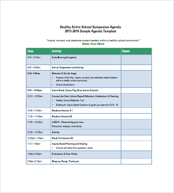 School Agenda Template 8 Free Word Excel PDF Format Download