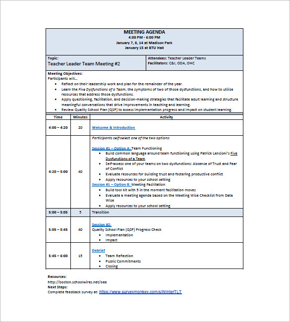 10+ School Agenda Templates - Free Sample, Example, Format Download