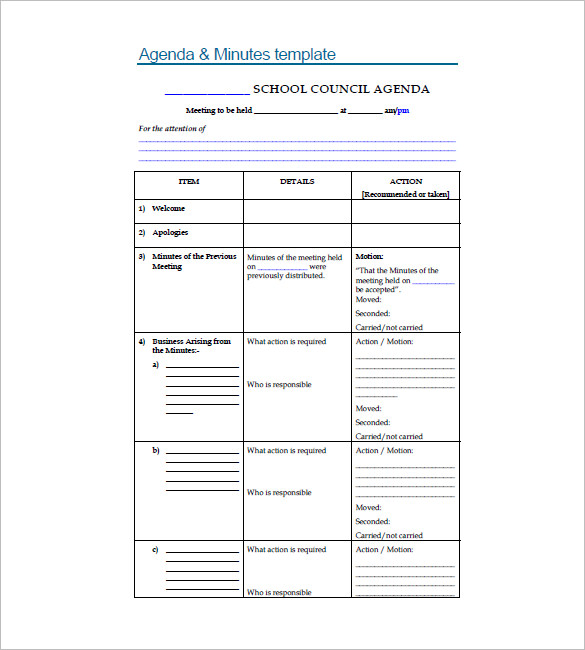 School Agenda Template 8 Free Word Excel PDF Format Download