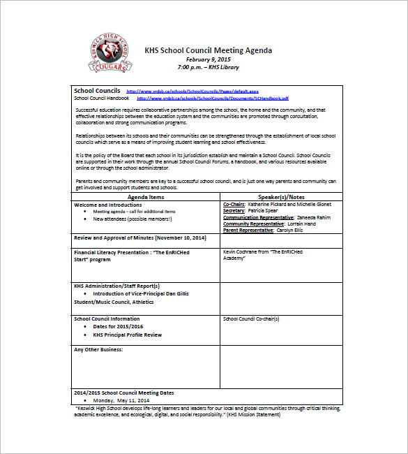 10+ School Agenda Templates - Free Sample, Example, Format Download