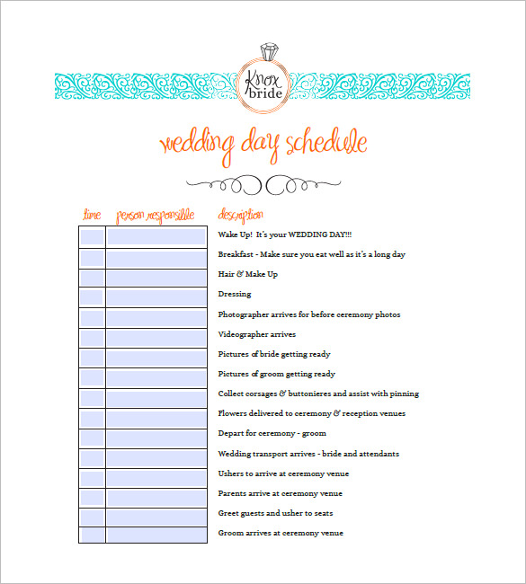 9 Wedding Agenda Templates Free Sample Example Format Download