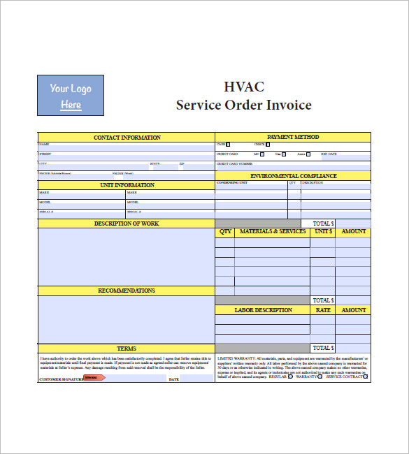HVAC Invoice Template - 7+ Free Word, Excel, PDF Format Download