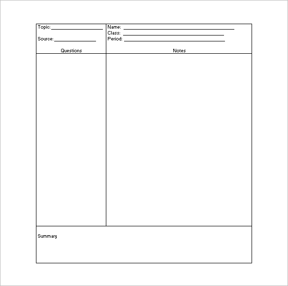 Cornell Notes Template 29 Word PDF Format Download
