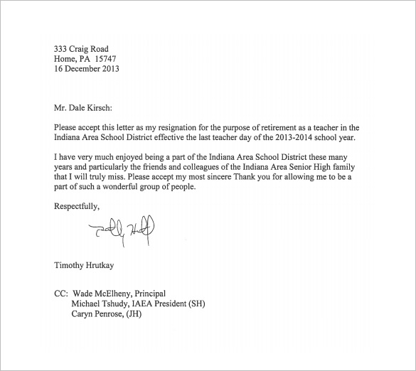 14 Teacher Resignation Letter Templates PDF DOC