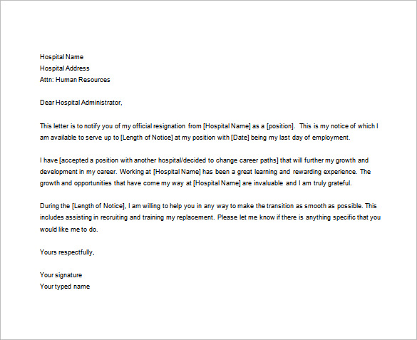 11+ Sample Nursing Resignation Letter Templates - PDF, DOC