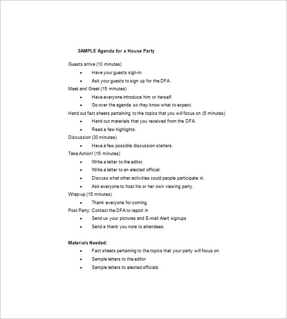 Party Agenda Template - 9+ Free Word, Excel, PDF Format Download