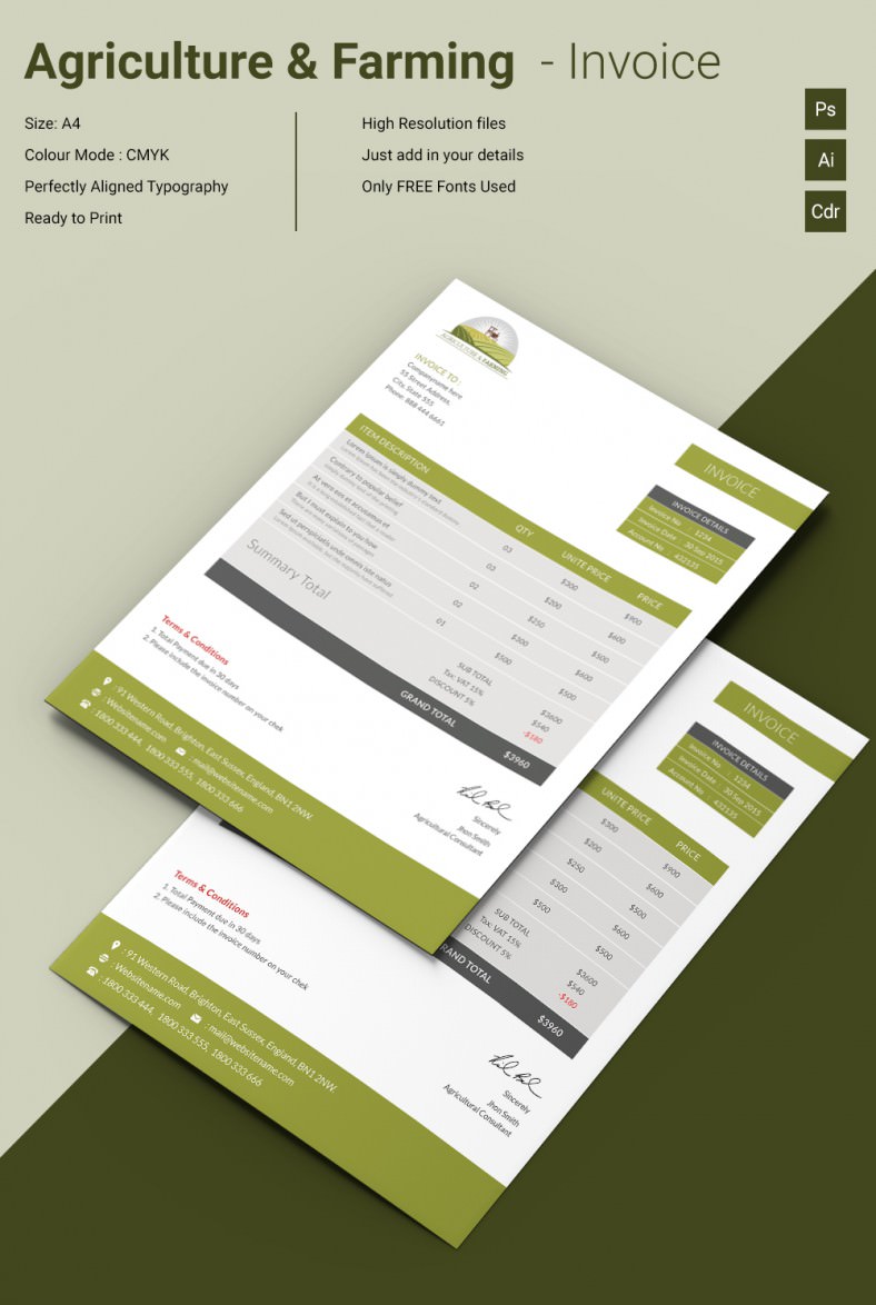 Agri Farming Invoice Template Free Premium Templates