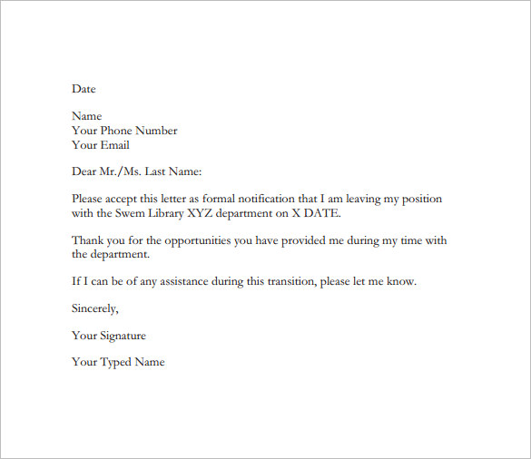 Resignation Letter Template Resignation Letter Template 47 OFF