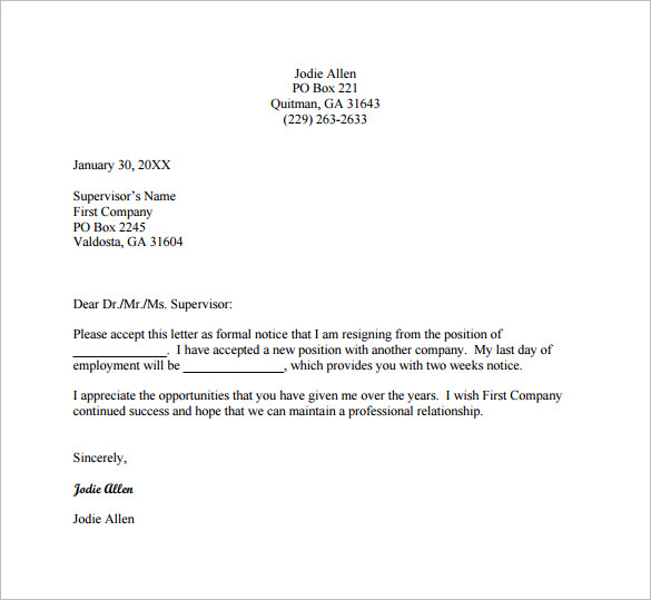 Email Resignation Letter Template 9 Free Word Excel PDF Format 