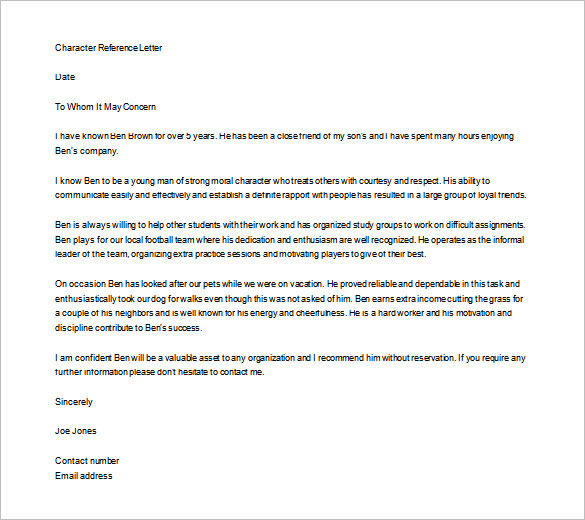 Personal Letter Of Recommendation 15 Free Word Excel PDF Format
