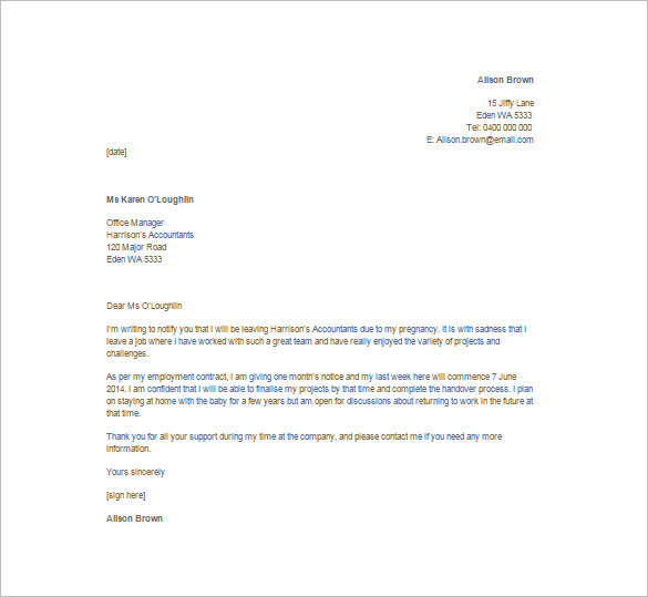 Resignation Letter Format Employee To Company