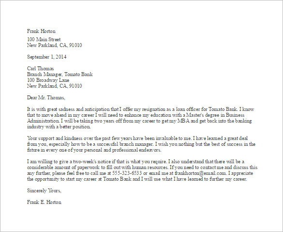 Free 13+ Employee Resignation Letter Template, Word, Excel, PDF Format ...