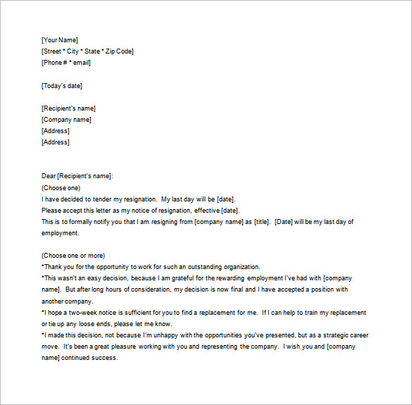 15+ Notice of Resignation Letter Templates - DOC, PDF