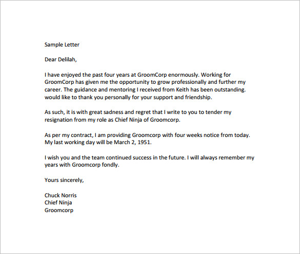 15 Notice Of Resignation Letter Templates DOC PDF