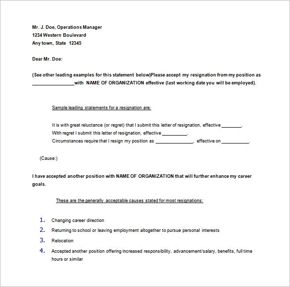 15 Notice Of Resignation Letter Templates DOC PDF