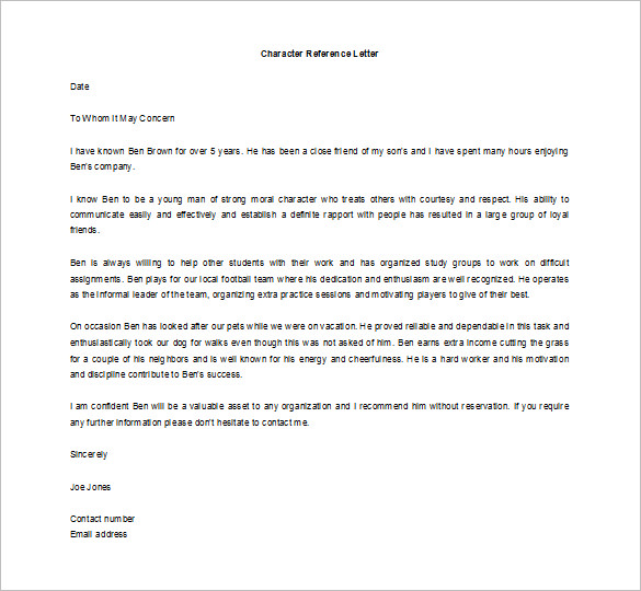 0 Character Letters Of Recommendation PDF DOC 0 Character Letters Of Recommendation PDF DOC
