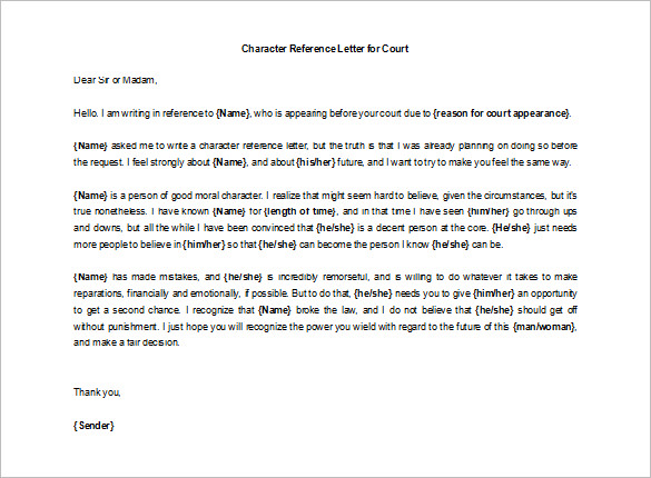 Character Letter Of Recommendation 7 Free Word Excel PDF Format 