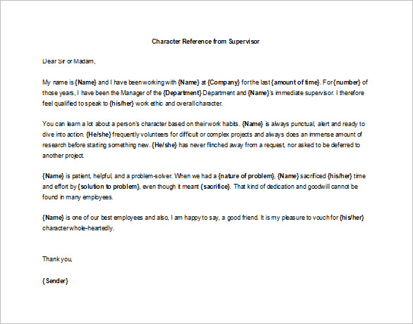 Character Letter of Recommendation – 7+ Free Word, Excel, PDF Format ...