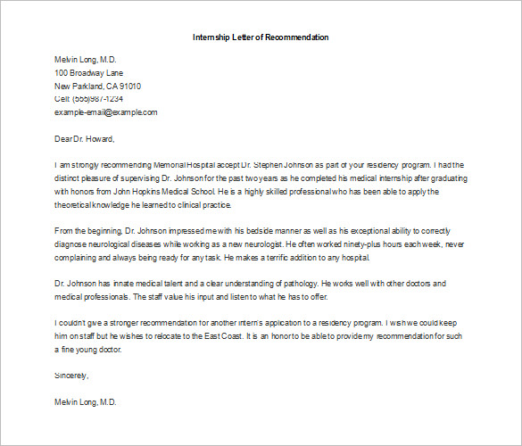  Internship Finish Letter Free Recommendation Letter For Internship 
