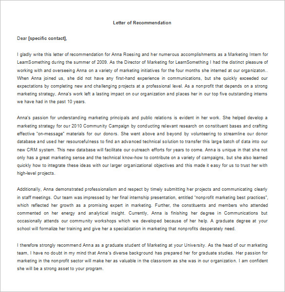 13+ Letters of Recommendation for Internship - PDF, DOC
