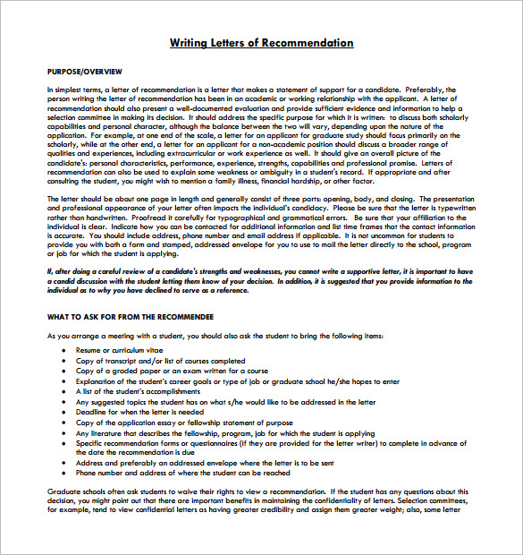 12+ Letter of Recommendation for Student Templates - MS Word | Apple ...