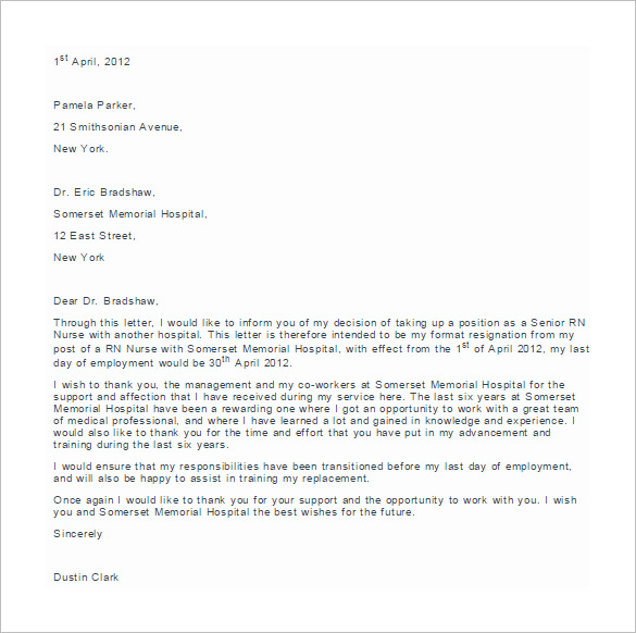 Nurse Resignation Letter Sample Philippines WaynePriester