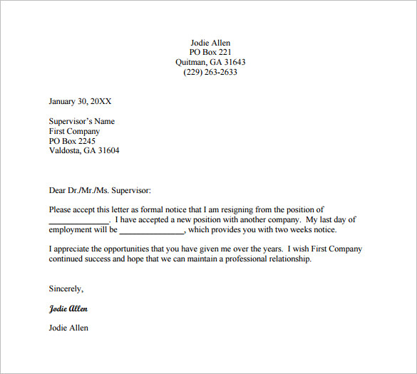 20+ Employee Resignation Letter Templates - PDF, DOC