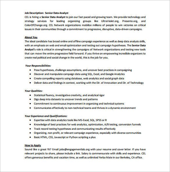 Data Analyst Job Description Imaginelasopa