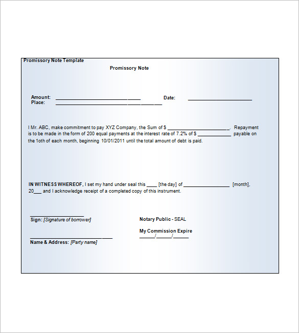 7+ Blank Promissory Note - Free Sample, Example, Format Download!