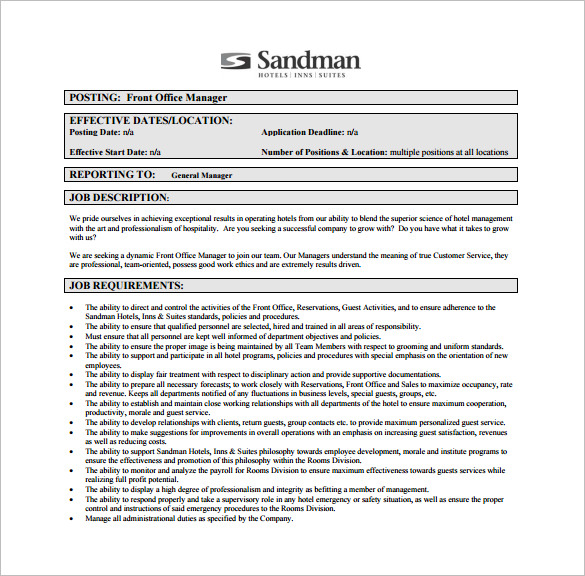 Office Manager Job Description Template - 9+ Free Word, PDF Format ...