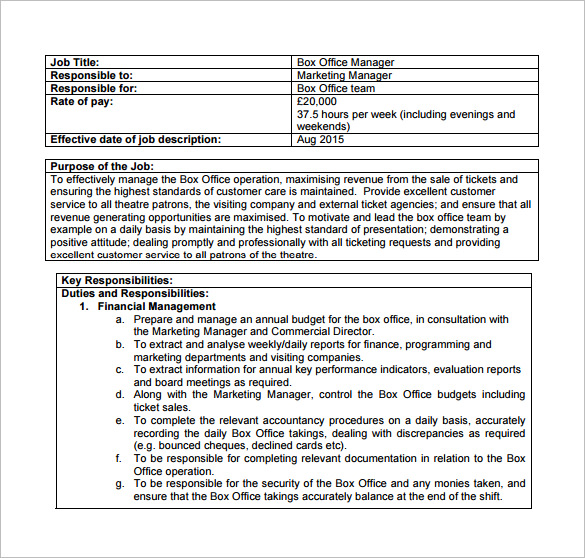 Office Manager Job Description Template - 9+ Free Word, PDF Format ...
