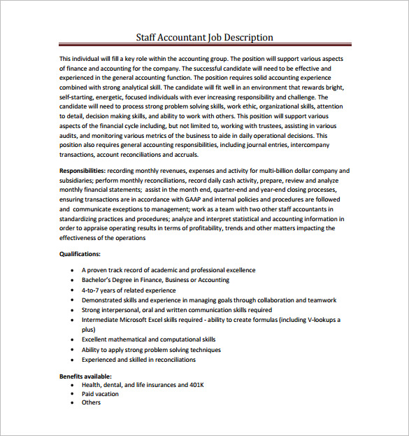 Accountant Job Description Template - 12+ Free Word, PDF Format Download!