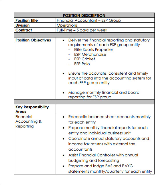12+ Accountant Job Description Templates - Free Sample, Example, Format ...