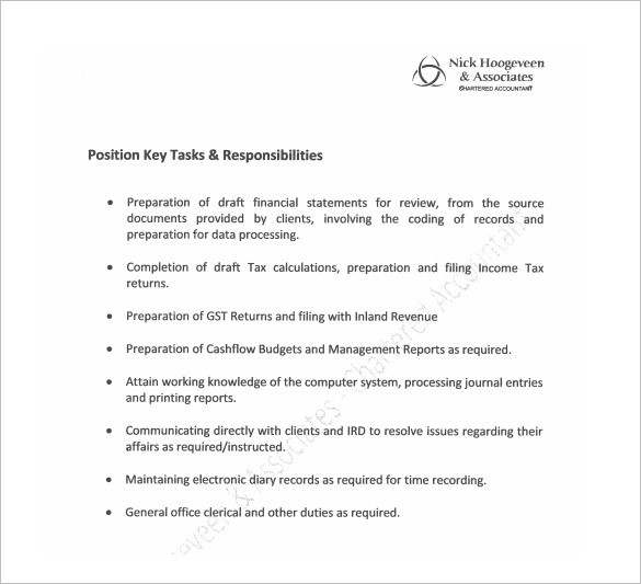 12+ Accountant Job Description Templates - Free Sample, Example, Format ...