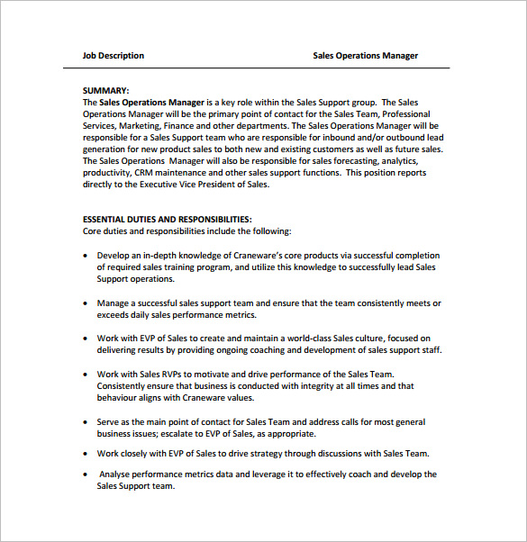 9 Operations Manager Job Description Templates