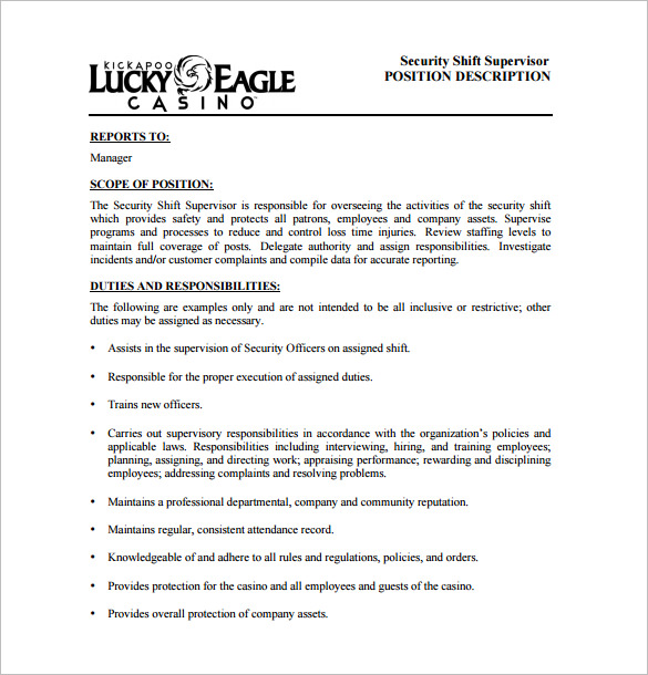 11+ Supervisor Job Description Templates - Google Docs, Word