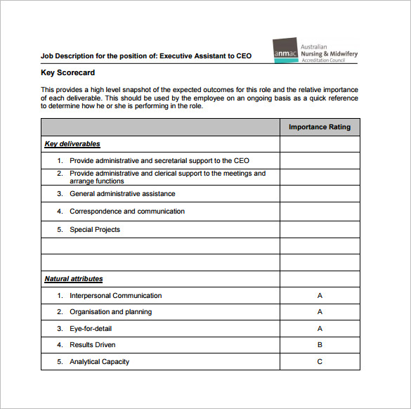 7 Executive Assistant Job Description Templates