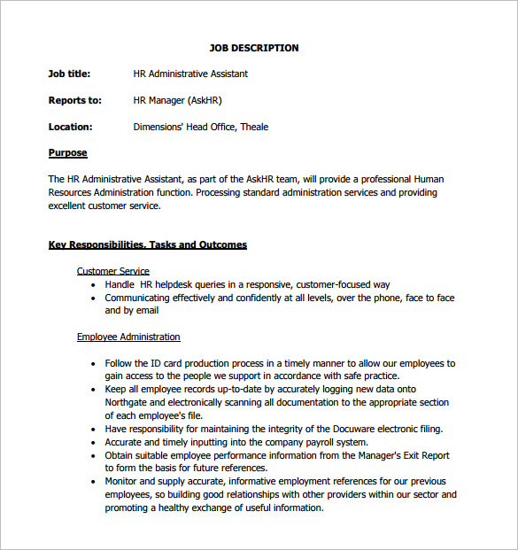 Assistant Manager Administration Job Description Mryn Ism