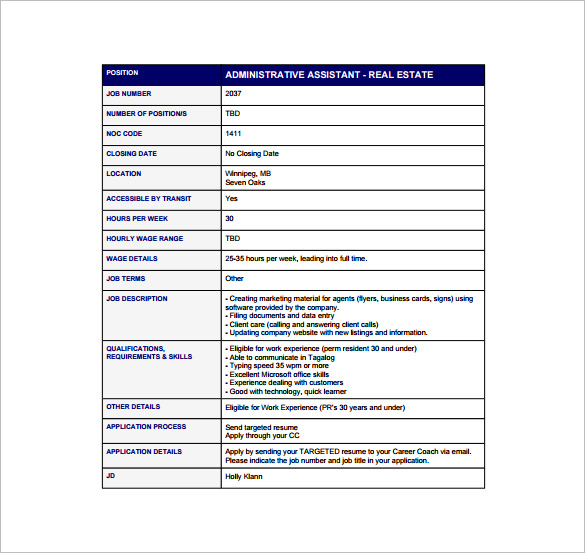 13+ Administrative Assistant Job Description Templates - Free PDF ...