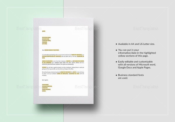 Retirement Letter - 7+ Free PDF Documents Dpwnload | Free & Premium ...