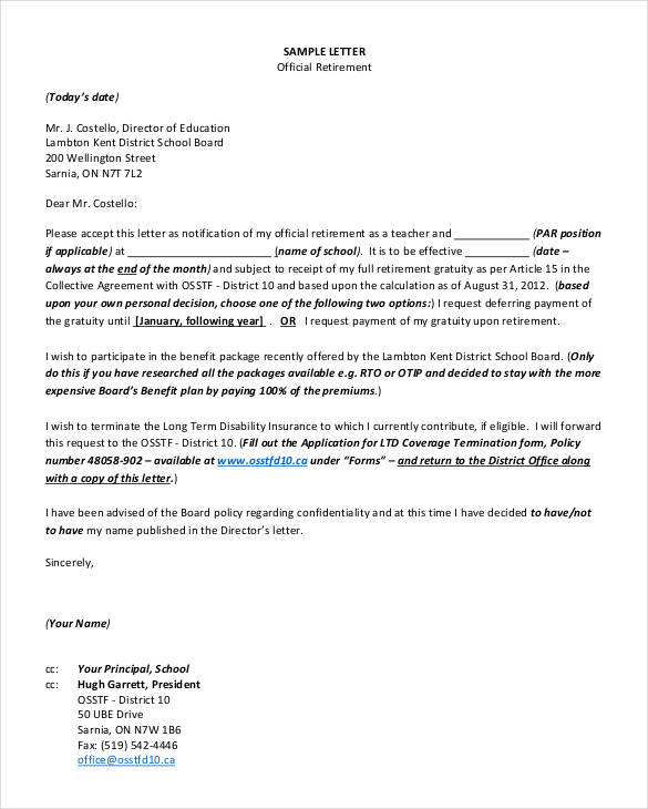 43+ Retirement Letter Templates - PDF, DOC