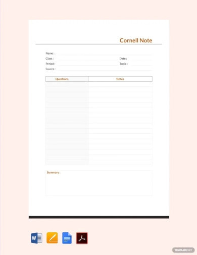 13+ Free Cornell Notes Templates in Word | Google Docs | Apple Pages | PDF