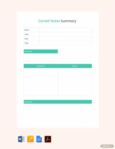 13+ Free Cornell Notes Templates in Word | Google Docs | Apple Pages | PDF