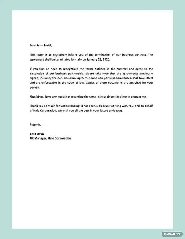 Termination Letter Template - 21+ Free Word Documents Download