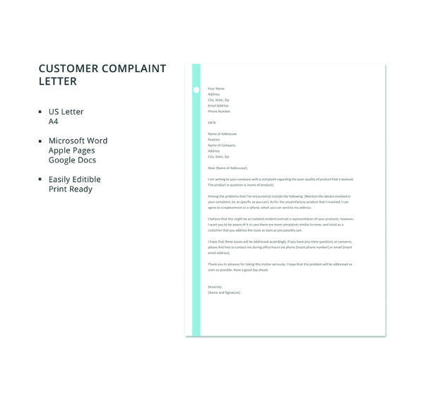 29+ Free Complaint Letter Templates - PDF, DOC