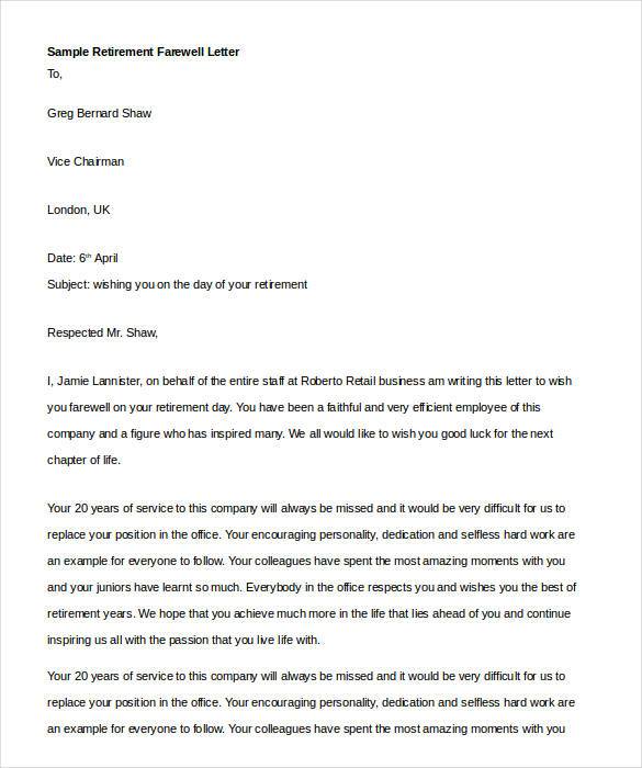 43+ Retirement Letter Templates - PDF, DOC