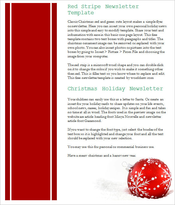 Free Christmas Newsletter Templates For Word Printable Templates