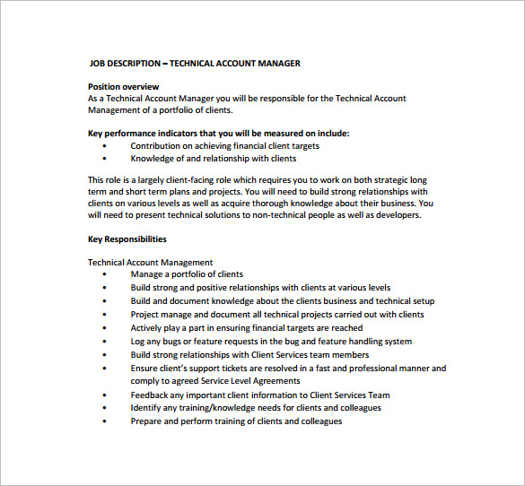 11 Account Manager Job Description Templates Free Sample Example 